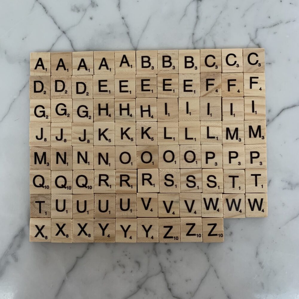 Houten letterblokjes (set van 86 letters) · Mademoiselle Marie