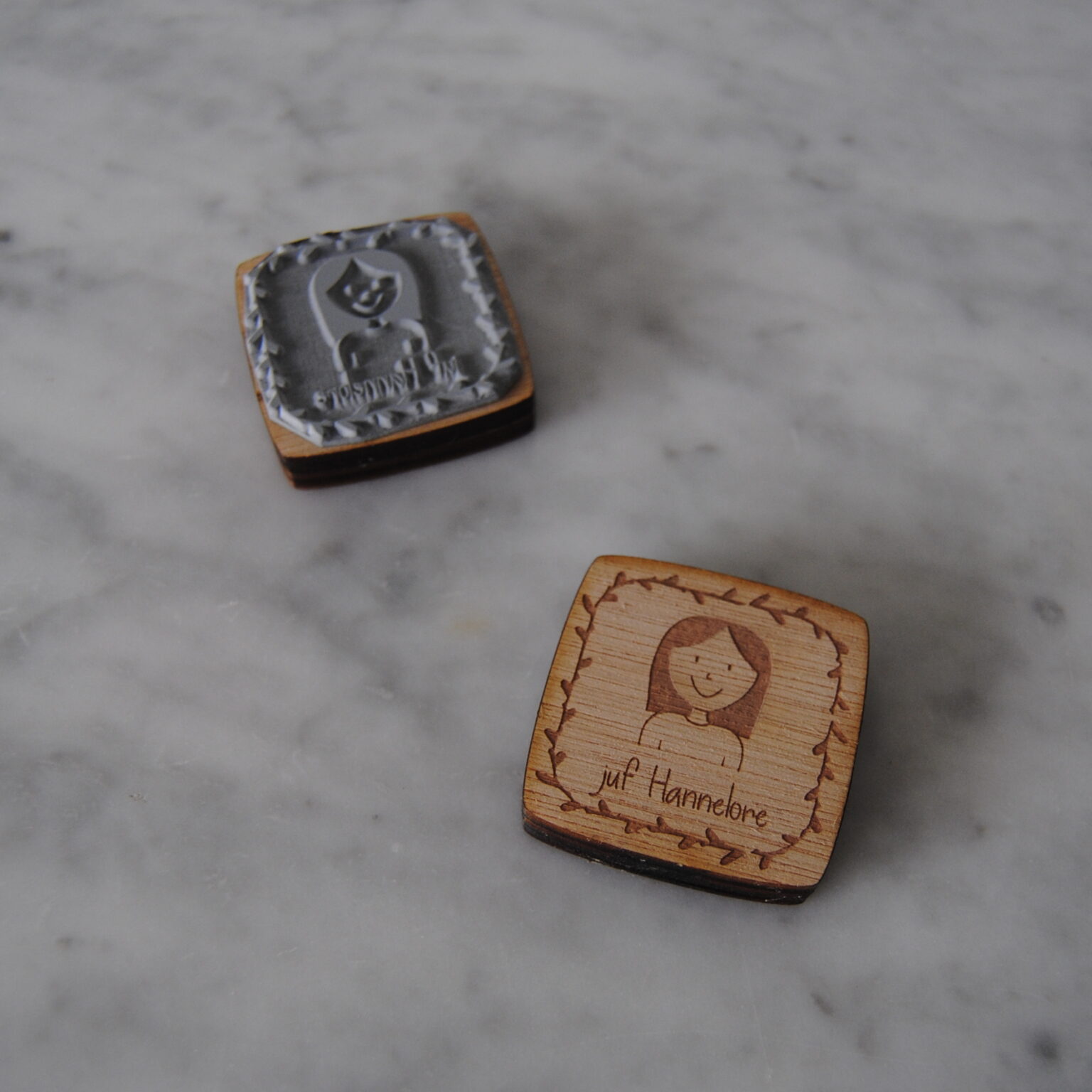 *Stempel op maat - juf/meester - vierkant · Mademoiselle Marie