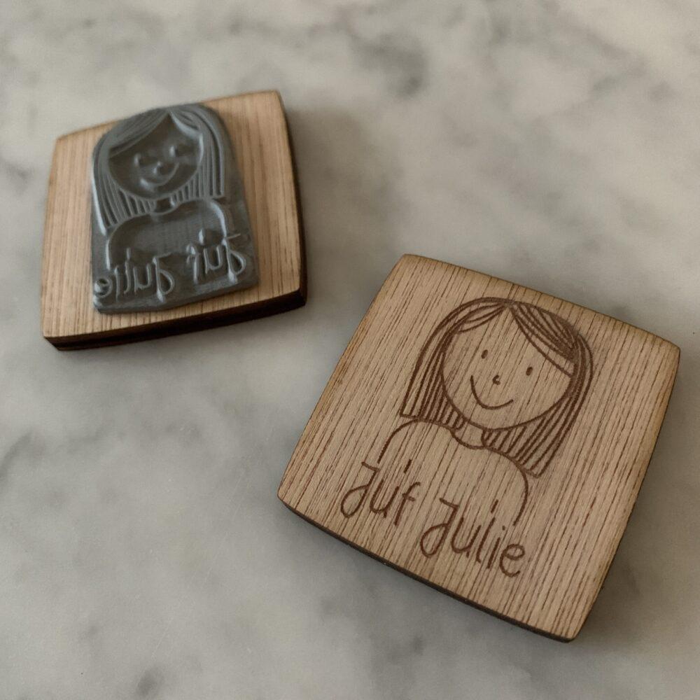 *Stempel op maat - juf/meester - vierkant · Mademoiselle Marie